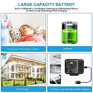 FYLCTEI Spy Camera Hidden Camera 1080P WiFi Wireless Camera, Last up to 30 Days Without Charging Nanny Cam Mini Camera with Motion Detection Indoor Surveillance Cameras for Home Security