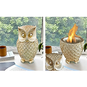 Aobaks Tabletop Fire Pit, Tabletop Fireplace, Gold Owl Shape Table Top Fire Pit Bowl, Personal Fire Pit Indoor Fire Pit for Indoor and Outdoor Use.