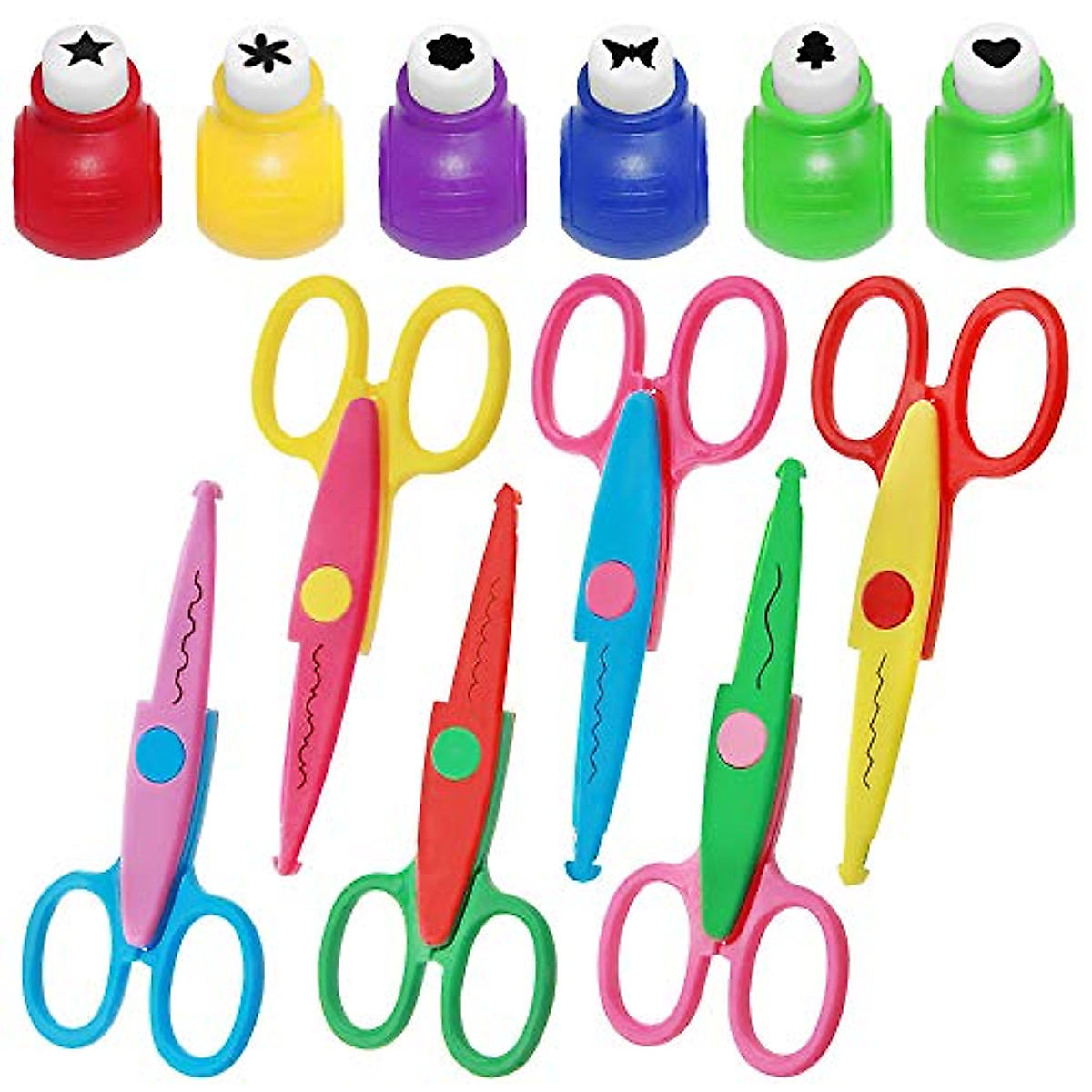 Set of 12, Craft Punch and Creative Scissors, findTop Scrapbooking Edging Scissors Paper Punch Set for Crafts, Scrapbooking, DIY Photo & Art Projects