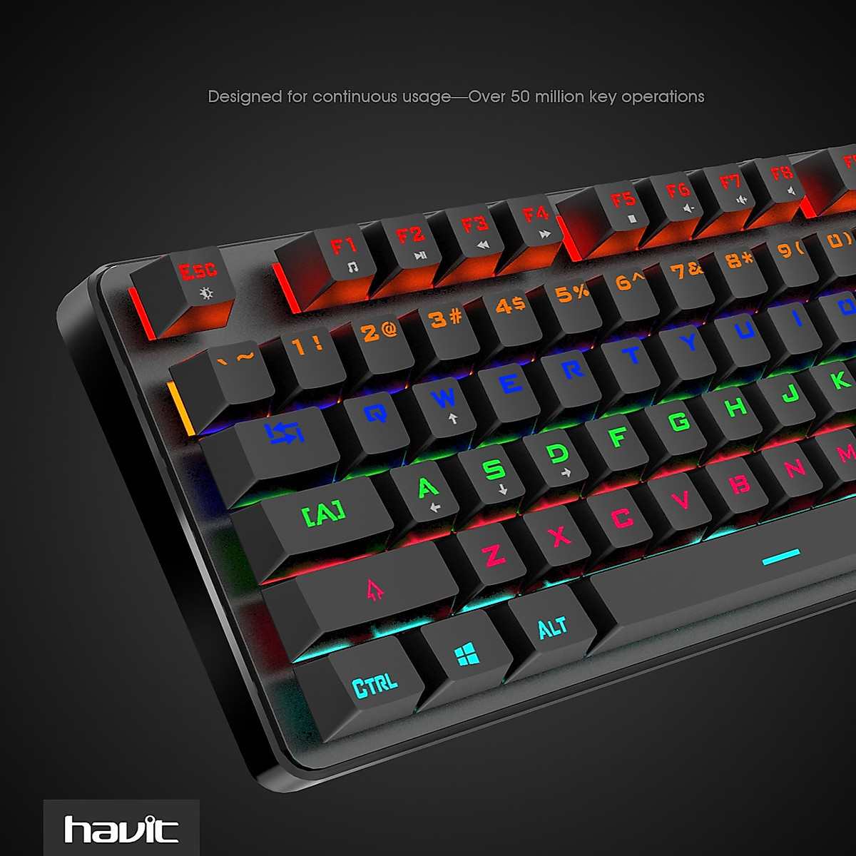 HAVIT LED Backlit Wired Mechanical Gaming Keyboard with Blue Switches,Black