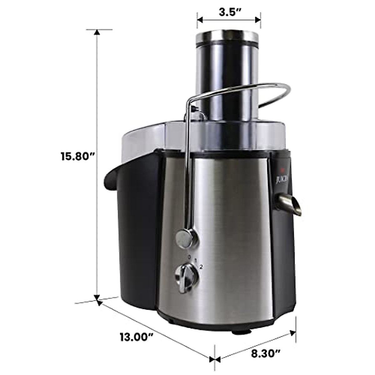 Total Chef Juicin' Juicer Wide Mouth Centrifugal Juice Extractor, 3" Wide Feed Chute, 700W, 2 Speeds, Surgical Steel Blade, Easy to Clean, Juicing Machine for Fruits, Vegetables, Greens, Almond Milk