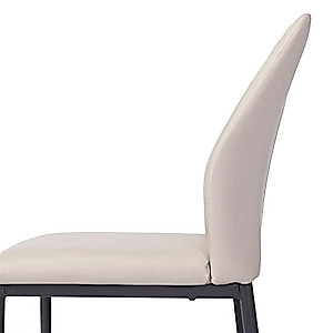 ZckyCine Beige Dining Chairs Set of 4, Upholstered Leather Mid-Century Modern Chair, Kitchen Chair with Metal Legs for Room, Living Waiting Farmhouse