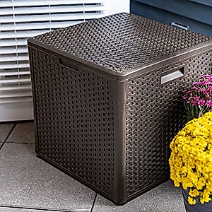 Suncast 60 Gallon Resin Outdoor Patio Storage Box, Java