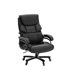 DYHOME Office Chair Black Leather Ergonomic High Back Big and Tall Executive Home Office Chair Comfortable Modern Computer Chair with Quiet Wheels Metal Base Managerial Chair