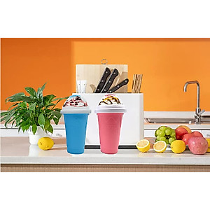 Kahopy Slushie Maker Cup, Magic Quick Frozen Slushy Maker Smoothies Cup Squeeze Cup Double Layer Cooling Cup, Homemade Slushie Cup Ice Cream Maker for Kids Christmas Gift (New Upgraded, Blue)