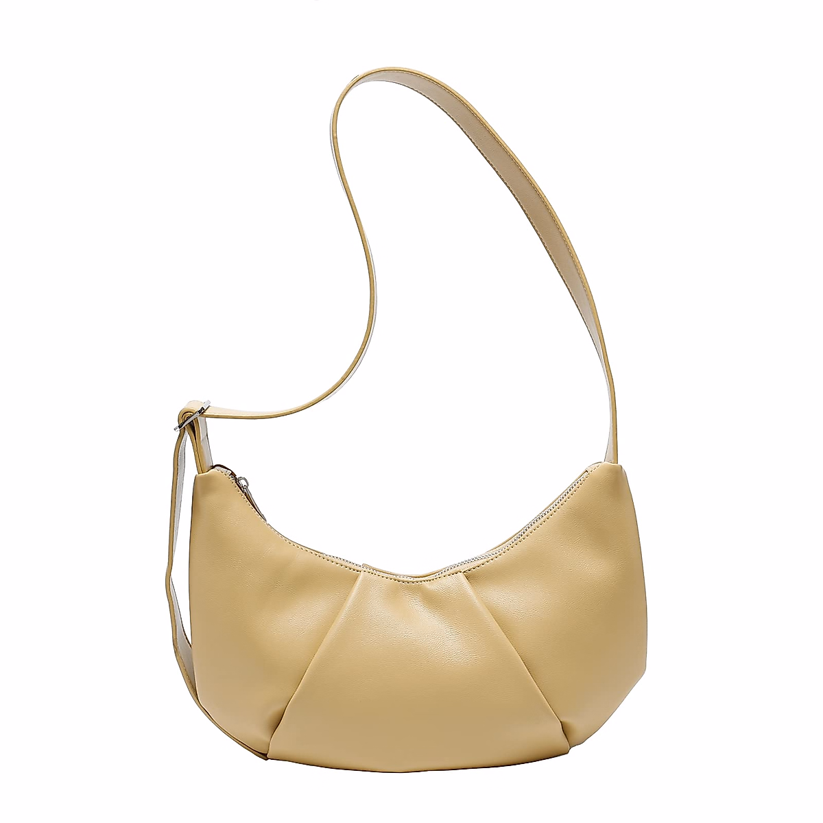 NVKIC Women's Crossbody Handbags Small Cute Retro PU Leather Wide Strap Shoulder Bags Soft Chic Dumpling Everday Purses for Women Yellow