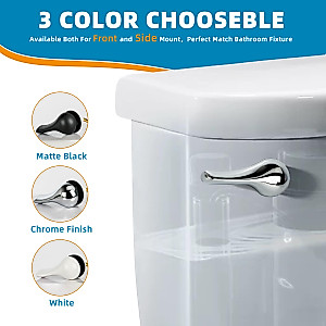 VRSS Front Mount Toilet Lever Replacement Toilet Handle with Chains Toilet Flush Lever Handle Fits Most Toilet Tank (Chrome Polished, Front Mount)