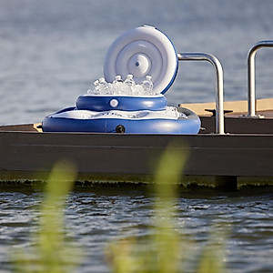 Intex Mega Chill Swimming Pool Inflatable Floating 24 Can Beverage Cooler Holder for Swimming, Boating, Tubing, BBQ's and More, Blue