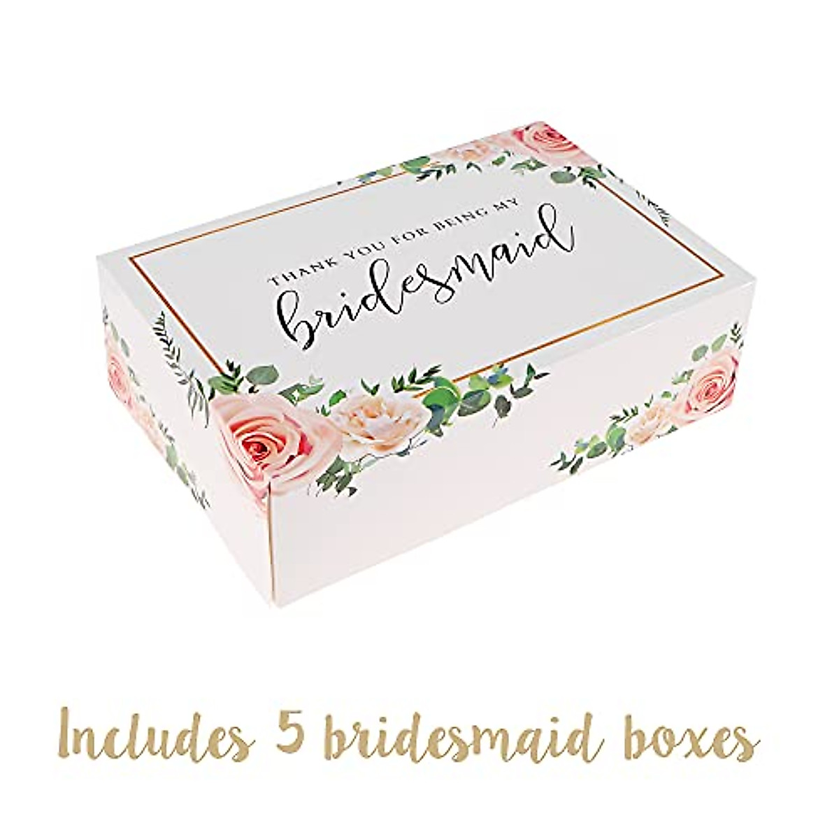 Bridesmaid Thank You Box Set {6 Pack} 1 Maid of Honor Thank You Box and 5 Bridesmaid Thank You Boxes I Thank You For Being My Bridesmaid | Bridesmaid Box for Bridesmaid Gifts | Floral Style