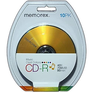 Memorex Cool Colors 10-Pack 40x CD-R Disc Blister - Multicolor