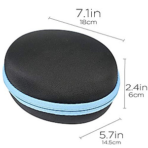 co2CREA Hard Travel Case Replacement for Matte Finish Premium Rechargeable Wireless Bluetooth Over Ear Headphones Foldable Headset (Black Case + Blue Zipper)