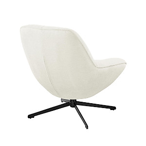 Art Leon Modern Swivel Accent Chair, Fabric upholstered Lounge Chair, Single Sofa Chair with Metal Legs, Comfy Reading Chair for Living Room Bedroom, Off White