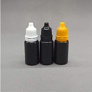 FZBNSRKO 50pcs 10 ml Black Plastic Empty Squeezable Dropper Bottles Eye Liquid Dropper Bottles with Muti-Color Caps