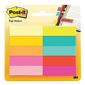 Post-it Page Markers, 1/2 in x 1 3/4 in, Assorted Bright Colors M6Z9, 50 Sheets/Pad, 10 Pads/Pack, 4-Pack