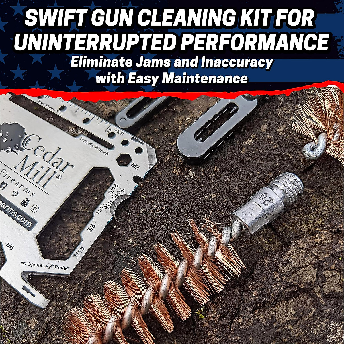 Pistol Cleaning Kit for Handguns, Rifles, & Shotguns - Comprehensive Maintenance for .22 .357 .38 9mm .45 - Compact Deluxe Clamshell Case with Bore Brushes & Jag Tools - Ultimate Firearms Protection