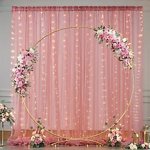 10x10 Dusty Rose Tulle Backdrop Curtains for Parties, Sheer Backdrop Curtain Wedding Photo Backdrop Drapes for Baby Shower Photography Birthday Party