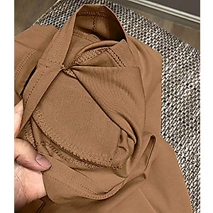 MISSACTIVER Women Summer Loose Slim Tank Top Solid Cotton Sleeveless Vest Round Neck Cami Shoulder Pads T-Shirts (Medium, Khaki)