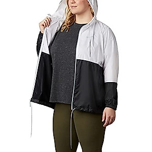 Columbia Women's Flash Forward Windbreaker, Water & Stain Resistant Outerwear, White/black, X-Large
