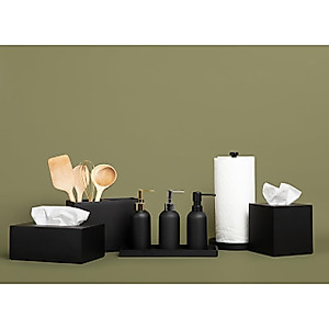 Essentra Home Rectangular Tissue Box Cover – Heavy Facial Tissue Box Cover with Modern Matte Black Finish – Matte Black Collection