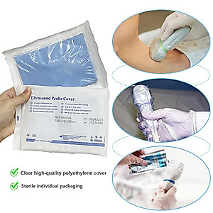 Ultrasound Probe Cover - Transducer Cover Latex-Free Sterile Disposable Clear, 6" x 12", Individual Packaging (50 pcs)