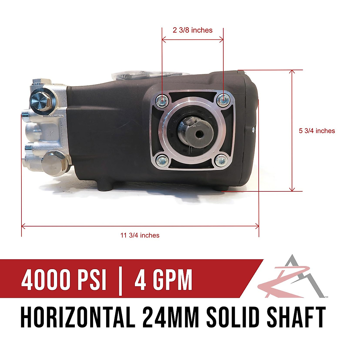 Genuine OEM Annovi Reverberi Horizontal Pump for Pressure Washer for Interpump WS101, 24mm Shaft