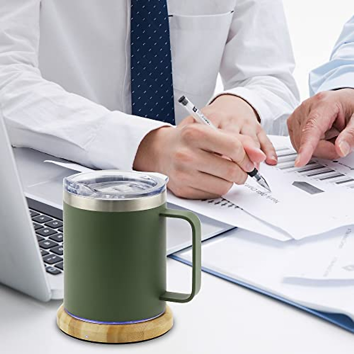 Coffee Mug Warmer Set, 12 Oz Stainless Steel for Coffee Cup,Home, Office Warms Coffee, Tea, Cocoa, and Milk(Up to 150℉/65 for Valentines Day Cups,Coffee Gifts,Office Gifts