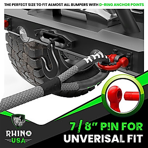 Rhino USA D Ring Shackle 41,850lb Break Strength – 3/4” Shackle with 7/8 Pin for use with Tow Strap, Winch, Off-Road Jeep Truck Vehicle Recovery, Best Offroad Towing Accessories