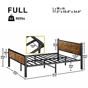 IRONCK Bed Frame, Full Size Platform Bed with Headboard and Footboard, 13 Heavy Duty Steel Slats, More Stronger, Easy Assembly, Noise-Free, No Box Spring Needed