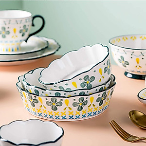 Plate and Bowl Set Kitchen Tableware Set,Ceramics Dinner Sets, 33 Pieces Four Leaf Clover Pattern Cereal Bowl and Steak Plate Set | Porcelain Dinnerware Set for Wedding Housewarming Gifts