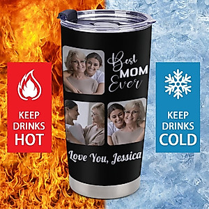 Personalized Picture Coffee Mug with Text Name Gift on Mother's Day Birthday for Mom Wife Grandma Custom Photo Travel Tumbler Insulated Stainless Steel Image Cup