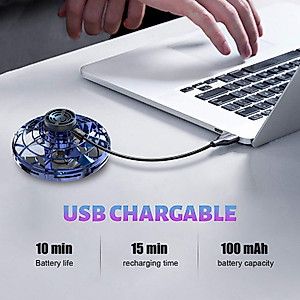 GESUNDHOME Hand Operated Mini Drones, Fidget Flying Spinner with Lights, UFO Drone Flying Toys, Cool Stuff Gadgets Christmas Birthday Gifts for Boys Girls Teens 8 9 10 11+