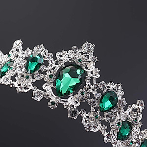 FRCOLOR Princess Crown for Women, Green Crystal Tiara Crown for Women, Rhinestone Queen Crowns Wedding Tiaras Crowns Headband for Birthday Halloween Party(Green)