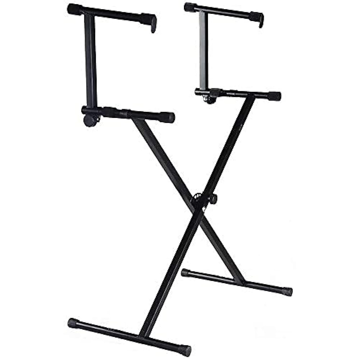 MIYAKO Double Piano Stand with Adjustable Height and Locking Straps constructed with High Strength Steel for Durability - Ideal for Two a Keyboard Stand (D-11)