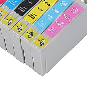 Ink Cartridge BK C M Y LC LM 6 Colors Printing Accessory Part Clear Printing Large Capacity Broad Utility for Photo Paper Document (T0851N/T0852N/T0853N/T0854N/T0855N/T0856N)