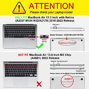 Fintie Case for MacBook Air 13 Inch A2337 (M1) / A2179 / A1932 (2022 2021 2020 2019 2018 Release) - Snap On Hard Shell Case Cover for MacBook Air 13 Retina Display with Touch ID (Frost Black)