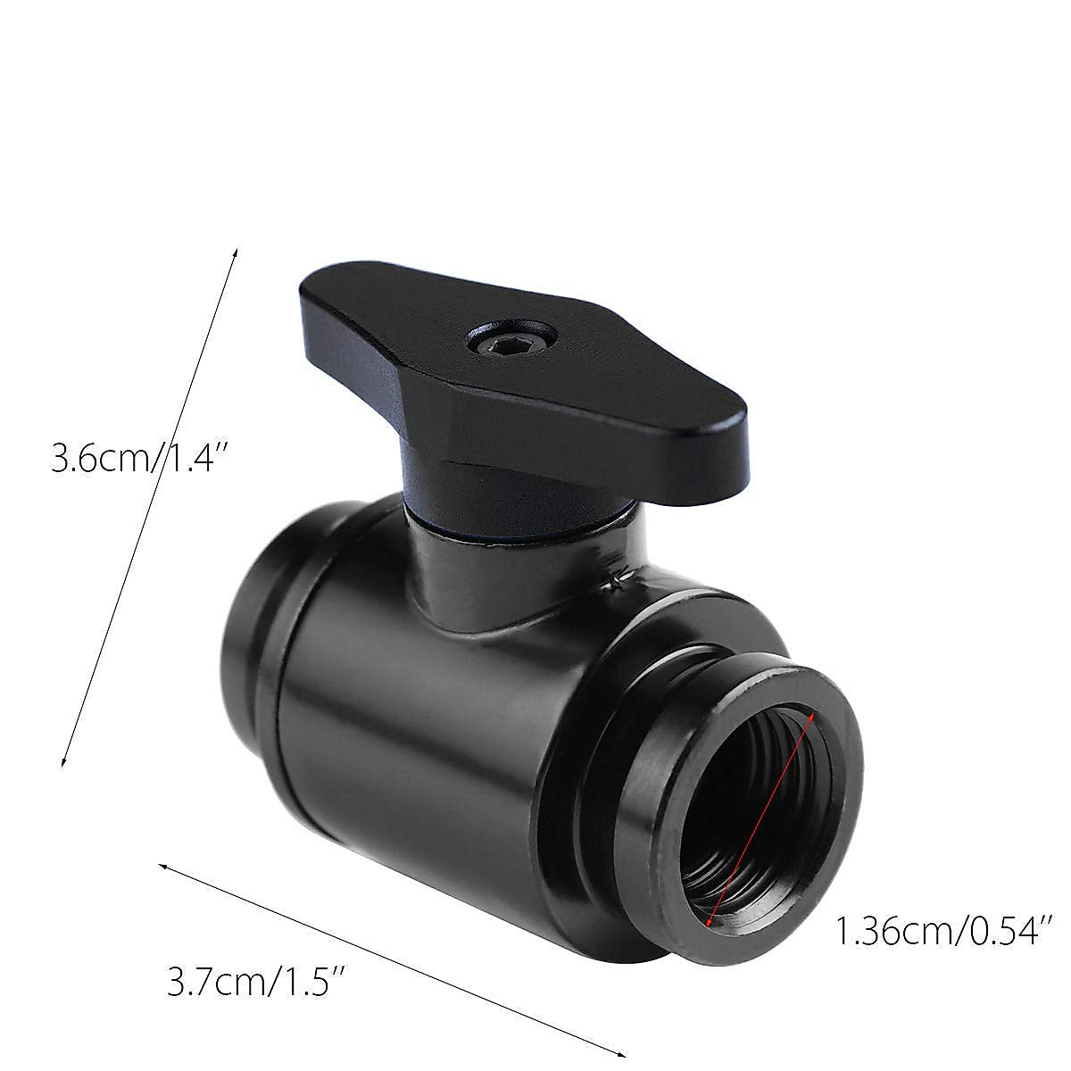 IronBuddy G1/4" Ball Valve Water Shutoff Valve Water Stop Valve for PC Water Cooling System (Black Handle)