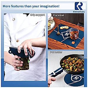 Induction Cooktop Protector Mat, Silicone Induction Hob Cover Mat- (Magnetic) Cooktop Scratch Protector for Induction Stove by KitchenRaku (7.9", Navy Blue)