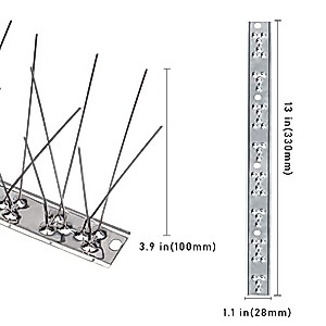 Hausse Stainless Steel Bird Spikes 10 Pack, Squirrel Small Birds Pigeons Crows and Woodpeckers Deterrent Devices Bird Repellent Spikes, Assemble Easily Covers 10 Feet for Outdoor Wall Fence