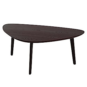 Small Coffee Table Modern Mid Century Coffee Tables Wooden Vintage Oval Chic for Living Room,Natural Wood Texture,Unique Triangle Tabletop,Oak Leg,Easy Assembly