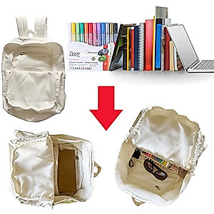 Vailldge DIY Canvas Backpack White Casual Daypack Satchel Laptop Backpack with Acrylic Markers (White Backpack DIY)