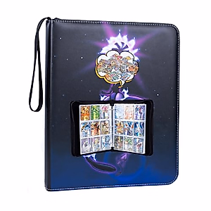 9 Pockets Trading Card Binder with Sleeves,900 Pockets Card Binder Holder Case,Trading Card Binder with Removable Sleeves and Zipper for Kids Organized (9 black)…