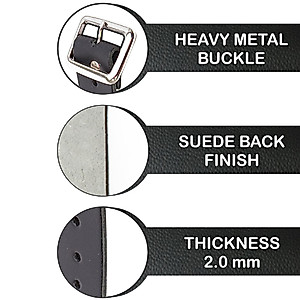 Kilt Emporium: Genuine Leather Kilt Extension Straps Buckle Extenders - 7" x 1.25" Belt Extender for Men - Customizable Fit & Heavy-Duty Metal Buckle Extender - Set of 3, Black