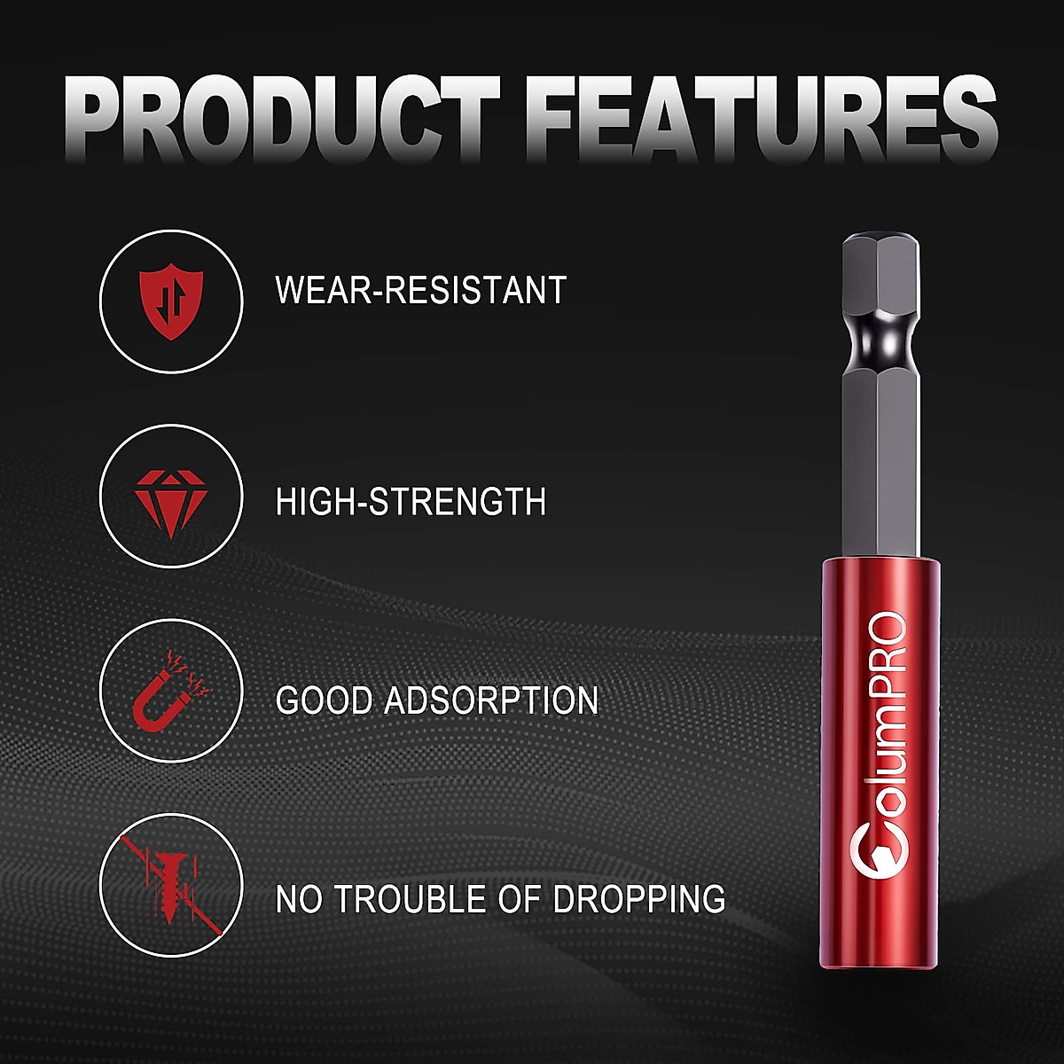 ColumPRO 10PCS 1/4" Strong Magnetic Extension Bit Holder,Hex Shank S2 Steel Magnetic,Screwdriver Extension,Quick-Change Hex Shank Set