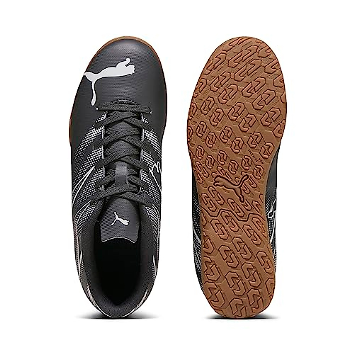 PUMA Attacanto Indoor Training Sneaker, Black-Silver Mist, 3 US Unisex Big Kid