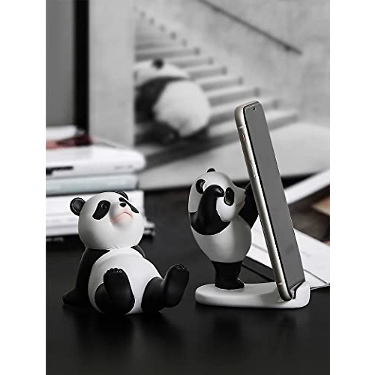 Phone Stand Desk Accessories Resin Panda Figurines Home Decor Decorative Tabletop Ornaments Cute Phone Holder