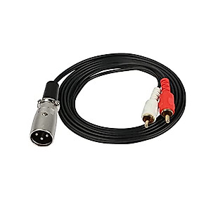 MEIRIYFA XLR Male to 2 Phono RCA Plug Adapter Y Splitter Patch Cable, XLR Male 3 Pin to Dual RCA Male Plug Stereo Audio Cable Connector(1.5M) (XLR Male to 2RCA)
