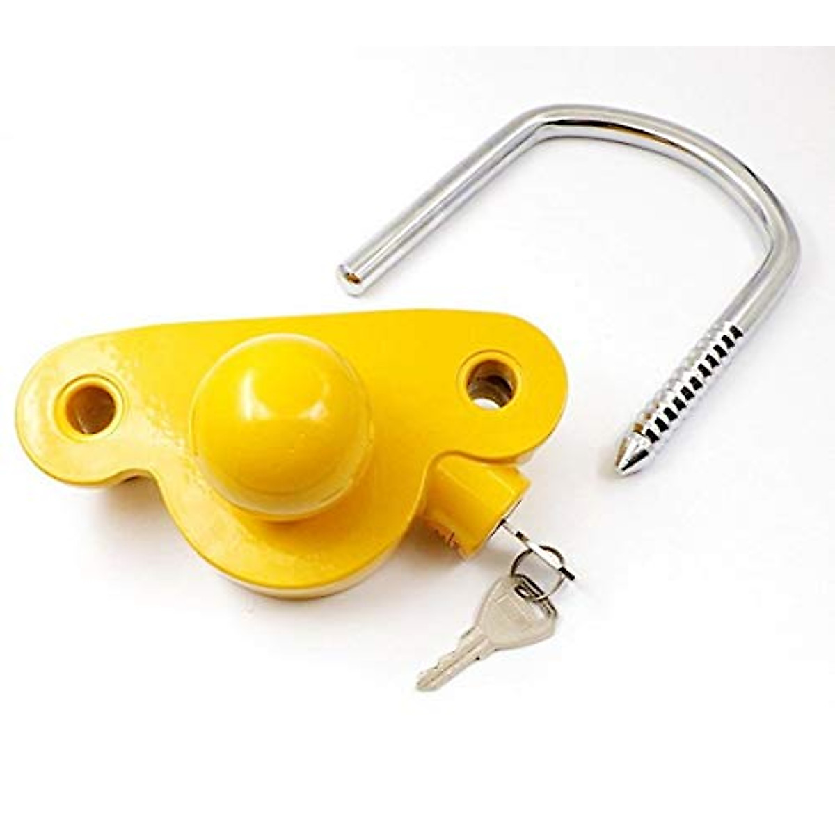 DEF Coupler Lock Hitch Trailer Lock with 2 Keys Heavy-Duty Steel Fits 1-7/8" 2" and 2-5/16" Replaces#72783 Yellow and Chrome