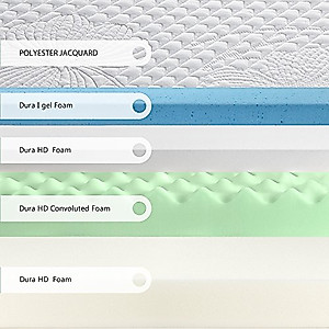 PrimaSleep 10 Inch Wave Gel Infused Memory Foam Mattress,Gray (Full)