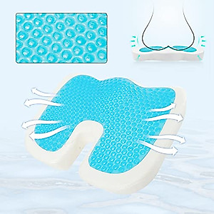 Gooeap Seat Cushion Car Office Chair Cooling Gel Seat Cushion- Memory Foam Gel-Enhanced, Ergonomically & Large Designed Pillow for Sciatica, Tailbone, Coccyx Back Pain,for Office Chair, Wheelchair,Car