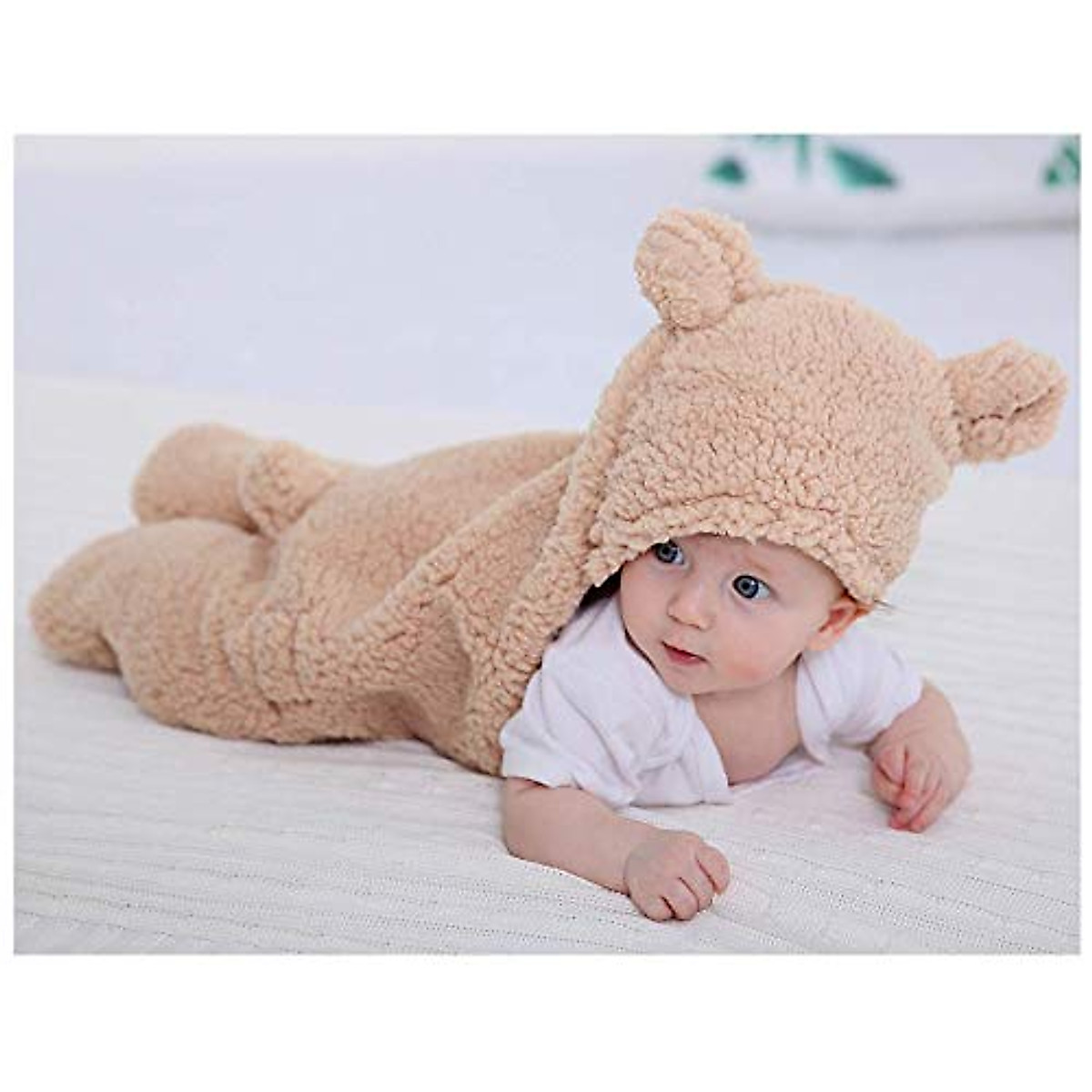 XMWEALTHY Cute Newborn Baby Boys Girls Blankets Plush Swaddle Blankets Brown